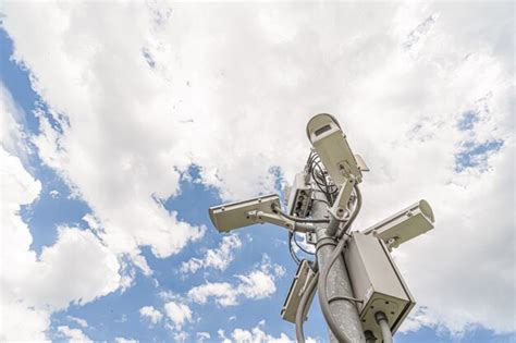 Premium Photo Closed Circuit Camera On Sky Background
