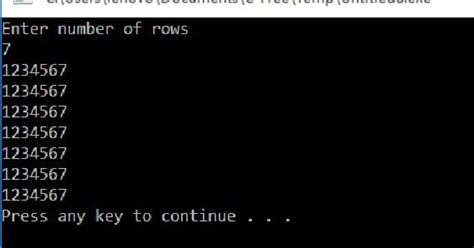 All C Programs Program 47numerical Pattern 2