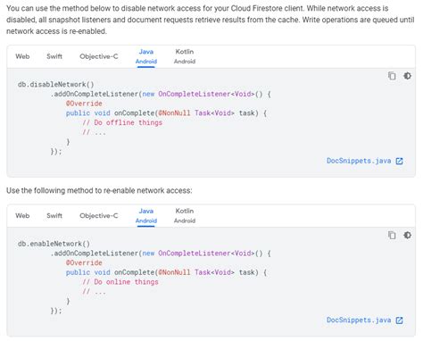 Cloudfirestore Disable Network For Client Enablenetwork
