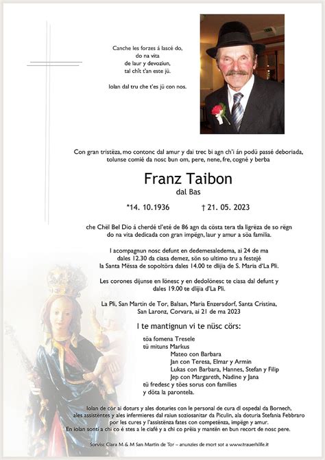 Franz Taibon Aus Enneberg Trauerhilfe It Das Südtiroler Gedenkportal