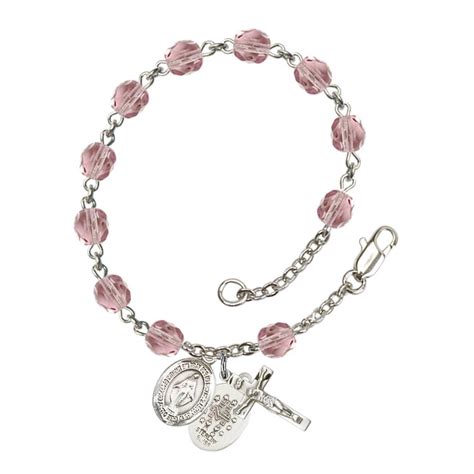 Miraculous 6mm Light Purple June Rosary Bracelet