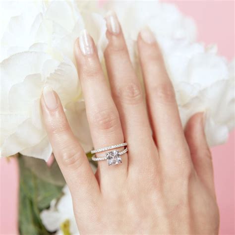 Silver 925 Rhodium Plated Stackable Cz Bridal Ring Gmr00080 Silver