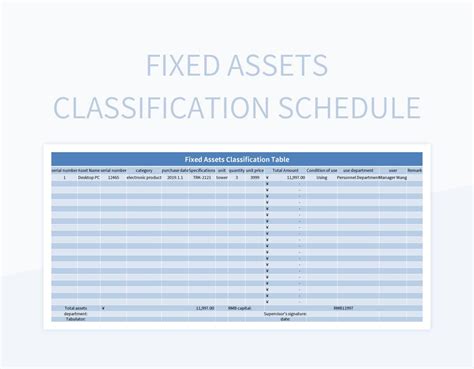 Fixed Asset Schedule Template