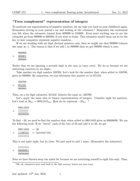 02 Twos Complements “twos Complement” Representation Of Integers To