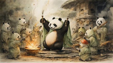 Illustration Eines Pandas Der Einer Gruppe Von Tieren Beibringt Wie