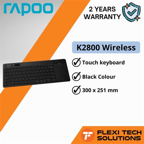 Rapoo K2800 Wireless Touch Keyboard Black 2 4 Ghz Flexi Tech