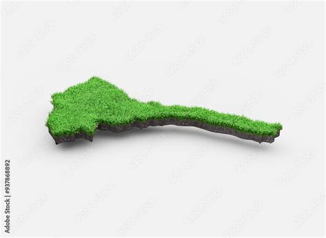 Eritrea Map Soil Land Geology Cross Section Green Grass And Rock Ground Texture D Illustration