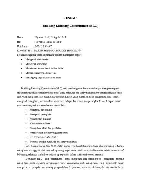 Resume Blc Pdf