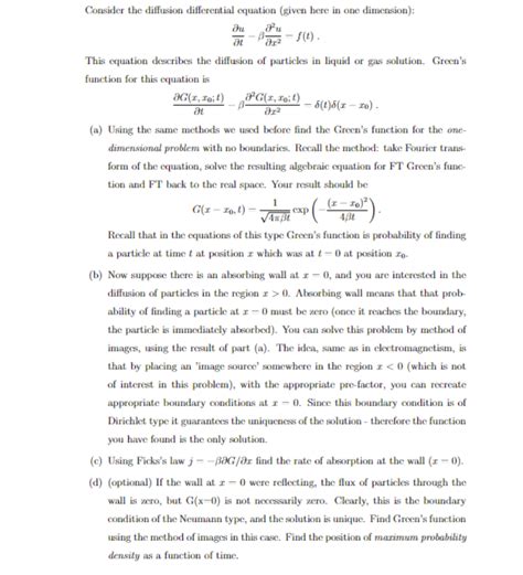 Solved Consider The Diffusion Differential Equation Given Chegg