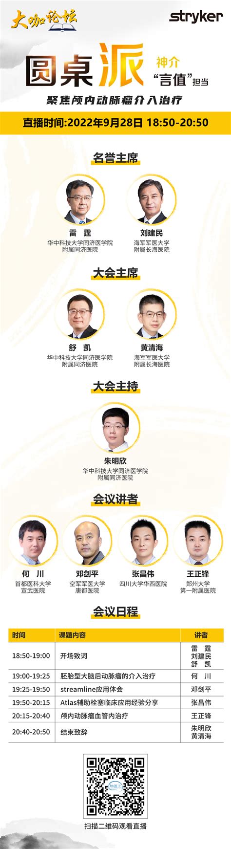 圆桌派 大咖论坛丨聚焦颅内动脉瘤介入治疗 开场致词 脑医汇 神外资讯 神介资讯