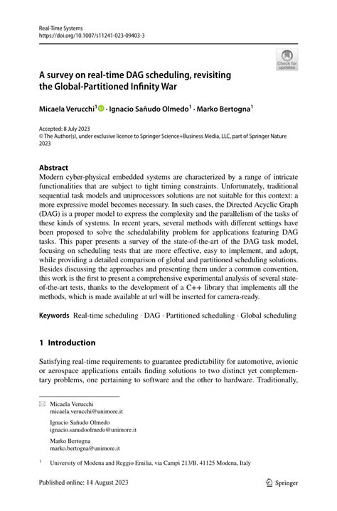 Pdf A Survey On Real Time Dag Scheduling Revisiting The Global