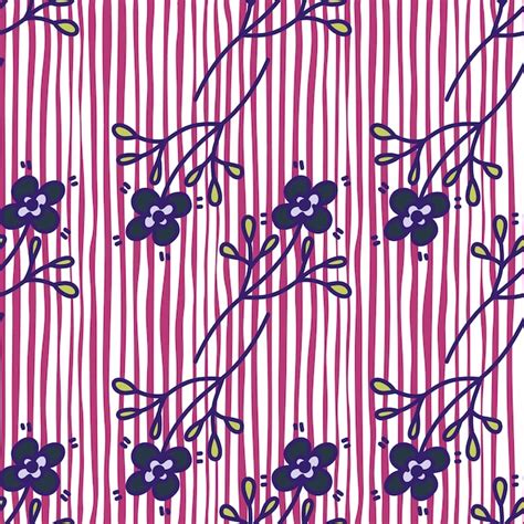 손으로 그린 빈티지 꽃 원활한 패턴 간단한 꽃 벽지 프리미엄 벡터