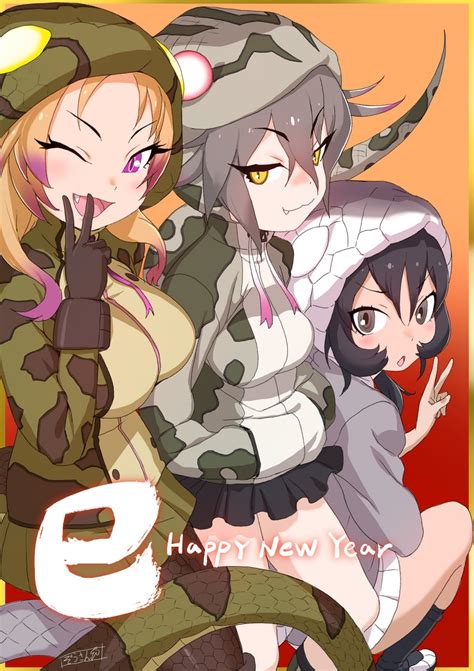 African Rock Python Okinawa Habu And Black Mamba Kemono Friends