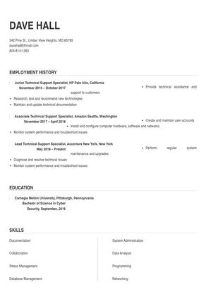 Technical Support Specialist Resume Sample Tips Online Resume Builder