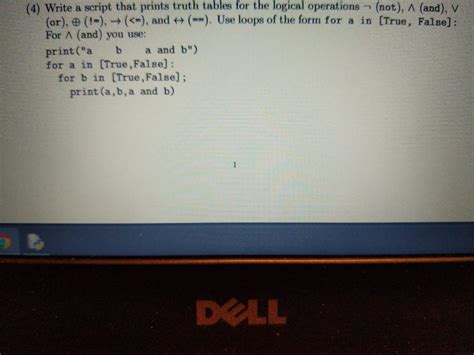 Solved 4 Write A Script That Prints Truth Tables For The