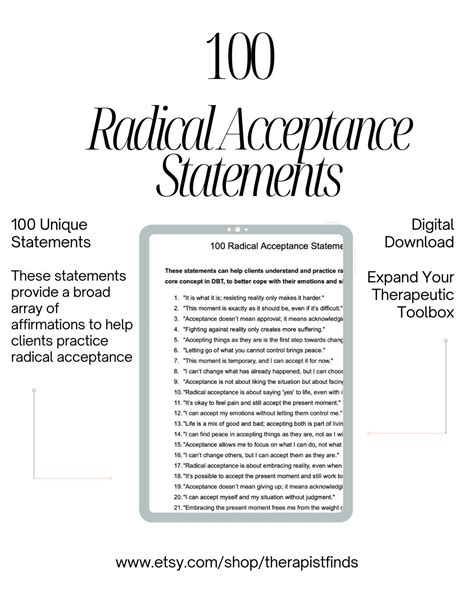100 Radical Acceptance Statements Dbt Skills Empathetic Supportive