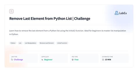 Remove Last Element From Python List Challenge Labex