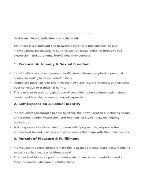 Link Between Sex Desire And Individualism Pdf