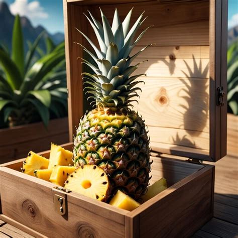 A Box Of Pineapple Isolated On Wodeen Background Premium Ai Generated Image