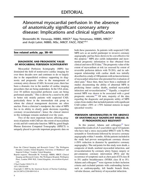 Pdf Editorial Abnormal Myocardial Perfusion In The Absence Of