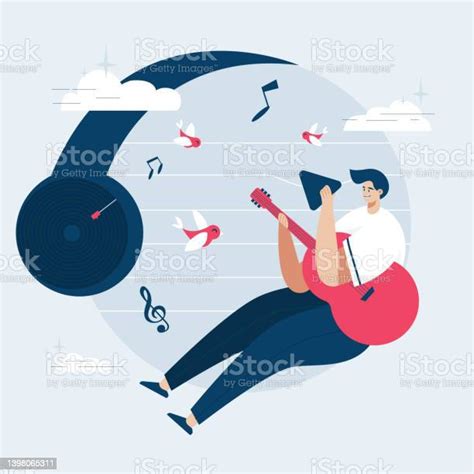 음악 웹 템플릿 휴대 전화 방문 페이지 템플릿 Ui 웹 모바일 앱 포스터 배너 플랫 벡터 일러스트 레이 션을위한 만화 스타일 스크린 웹 템플릿을하는 음악가 건강관리와 의술에