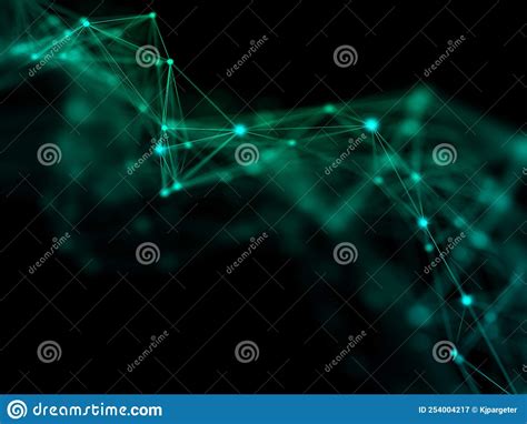 3d Data Communications Background With Glowing Particles And Connecting Lines Stock Illustration