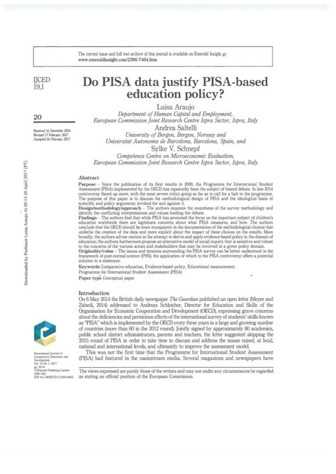 Do Pisa Data Justify Pisa Based Education Pdf Download Available