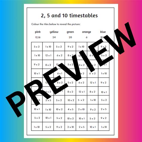 Timestable Colour By Number Teaching Resources