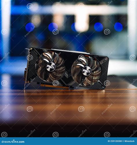 Cryptocurrency Mining Gpu Rig Computer Graphics Card On The Table Close Up Editorial Stock