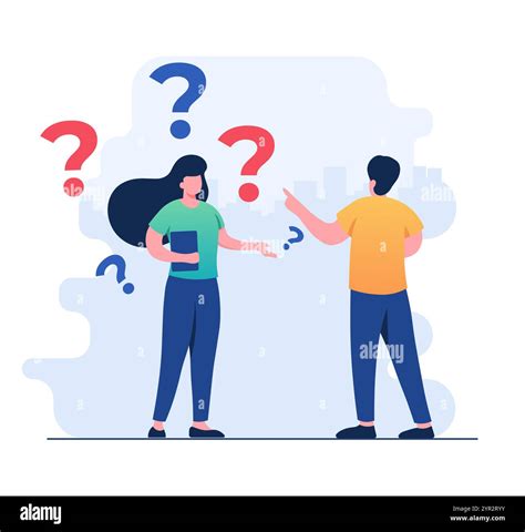 Man asking questions from girls, Frequently asked questions concept flat illustration vector ...