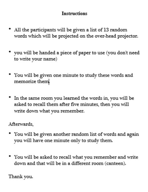 Experiment Of Long Term Memory Retention