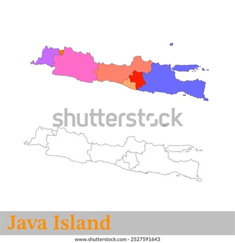 Silhouette Map Java Island Indonesia Stock Vector Royalty Free