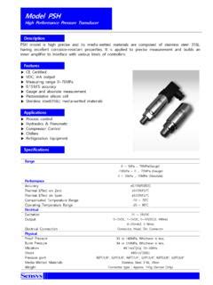 Model Psh Pressure Sensors Temperature Sensors Model Psh