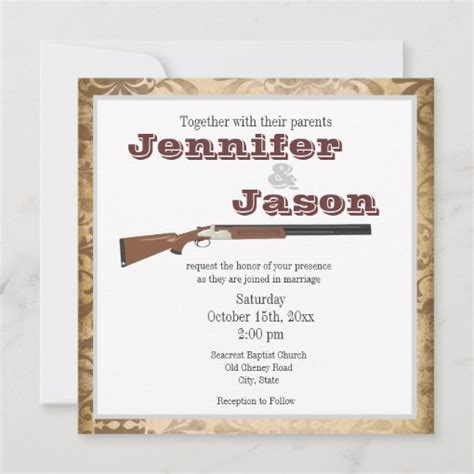 Shotgun Wedding Brown Damask Wedding Invitations Zazzle