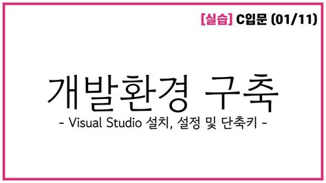C입문 1 실습 개발환경 구축 Youtube
