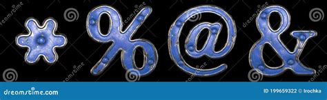 Set Of Symbols Asterisk Percent At Ampersand Made Of Red Painted Metal Isolated On White