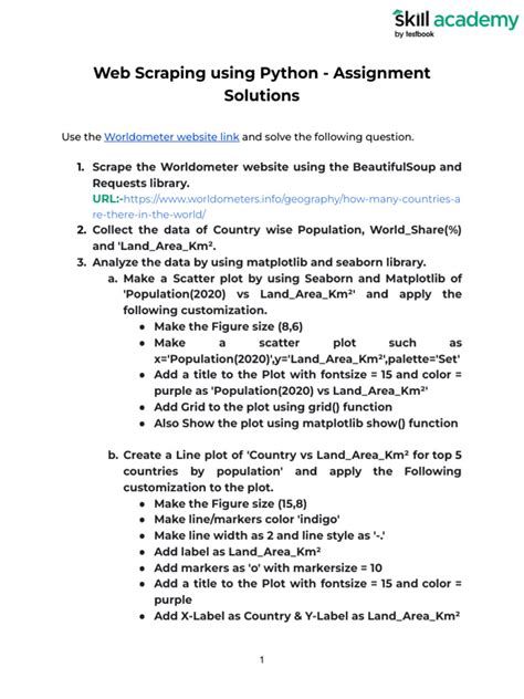 Web Scraping Using Python Assignment Solutions Pdf Business