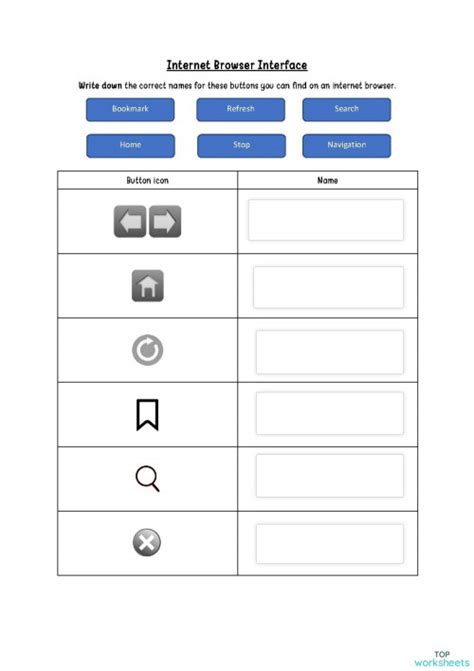 Yr3 Ict Web Browser Interface Interactive Worksheet Topworksheets
