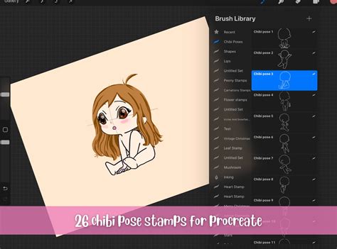 26 Chibi Stamps Procreate Chibi Poses Procreate Procreate Anime Procreate Figure Stamps