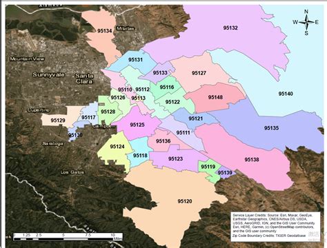 San Jose Ca Zip Code Map San José California Zip Codes Map