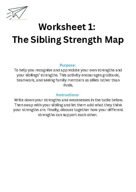 Sibling Strength Map Building Cooperation And Empathy Sel Worksheet