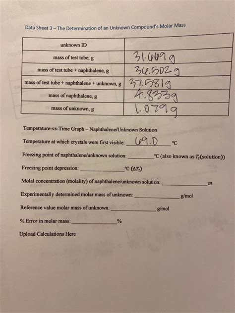 solved data sheet 3 the determination of an unknown