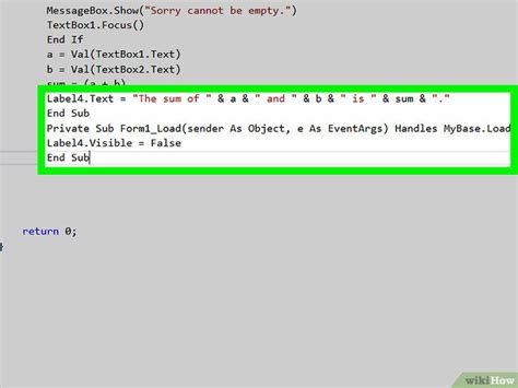 Как сложить два числа в Visual Basicnet
