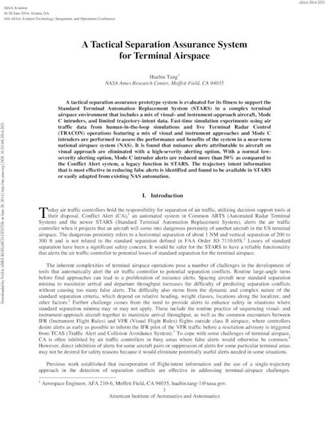 Pdf A Tactical Separation Assurance System For 3 A Separation Criteria The Separation