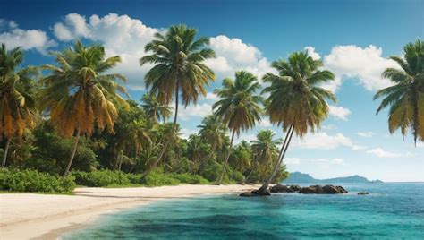 Premium Photo Tropical Beach With Palm Trees And Sea In Summer