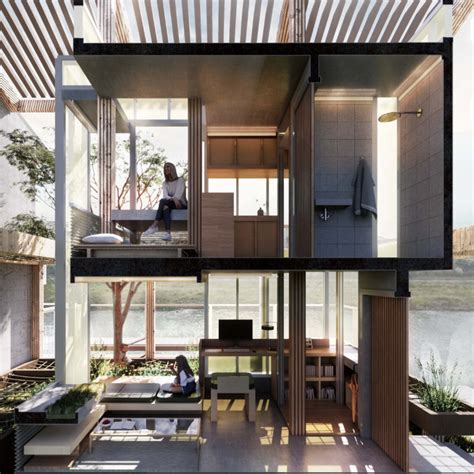 Architecture Project Folding Panel Systems In Sustainable Plywood Housing With Natural