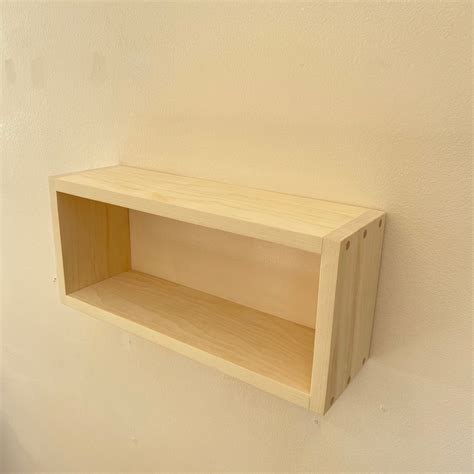 Wood Floating Rectangle Shelf Hardwood Modern Rustic Shelf Bathroom