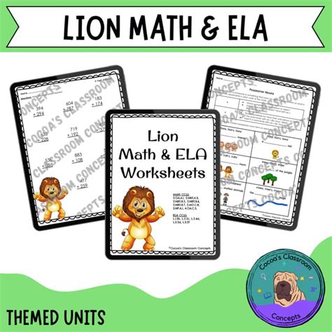 Lion Math And Ela Counting Coins Fractions Number Forms Abc Order