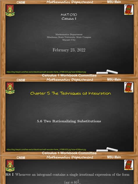 7 Integration By Rationalizing Substitution Pdf Integral Complex