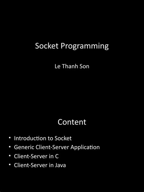 Socket Programming Le Thanh Son Pdf Port Computer Networking Network Socket